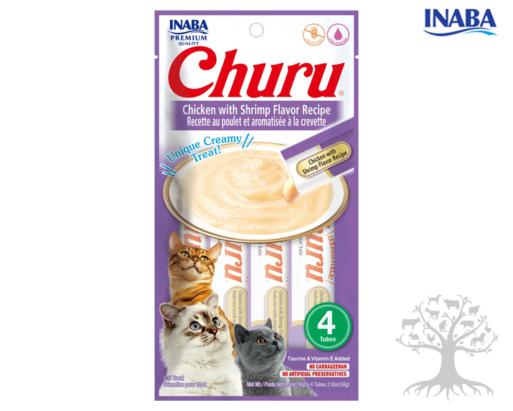 INABA Cat Treat Churu Puree Chicken with Shrimp Flavor ...